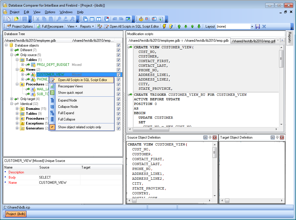 SQL Management Studio for InterBase/Firebird | Features | SQLManager